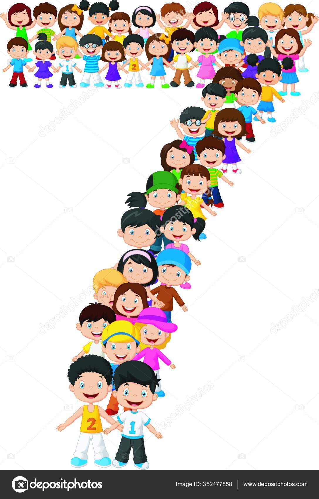 Little Kids Form Number Seven Stock Vector by ©PantherMediaSeller 352477858