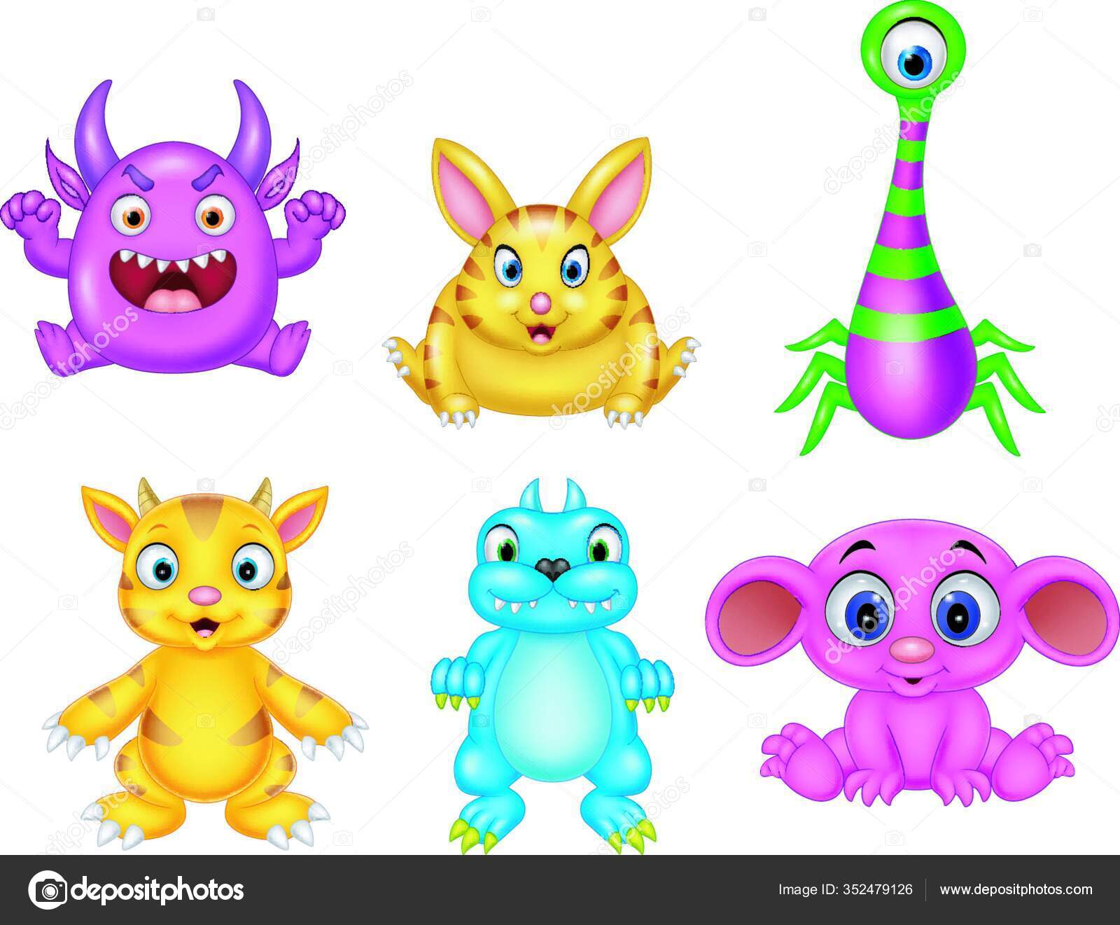 Juego Colección Monstruo Dibujos Animados Vector de stock por ...