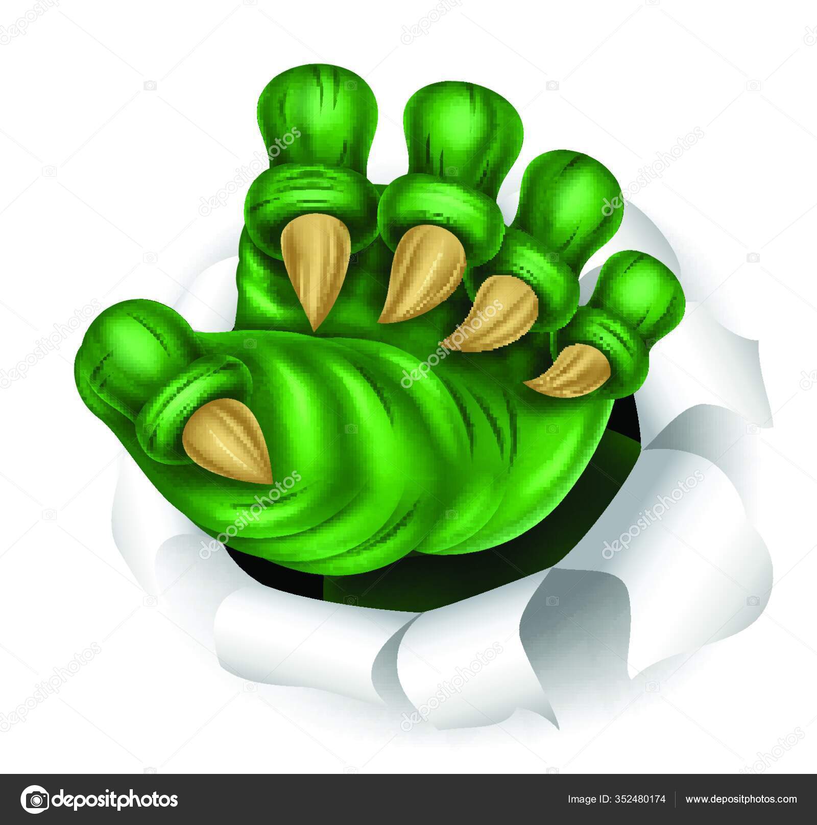 Green Monster Claw Breaking Ripping Tearing Stock Vector by ...