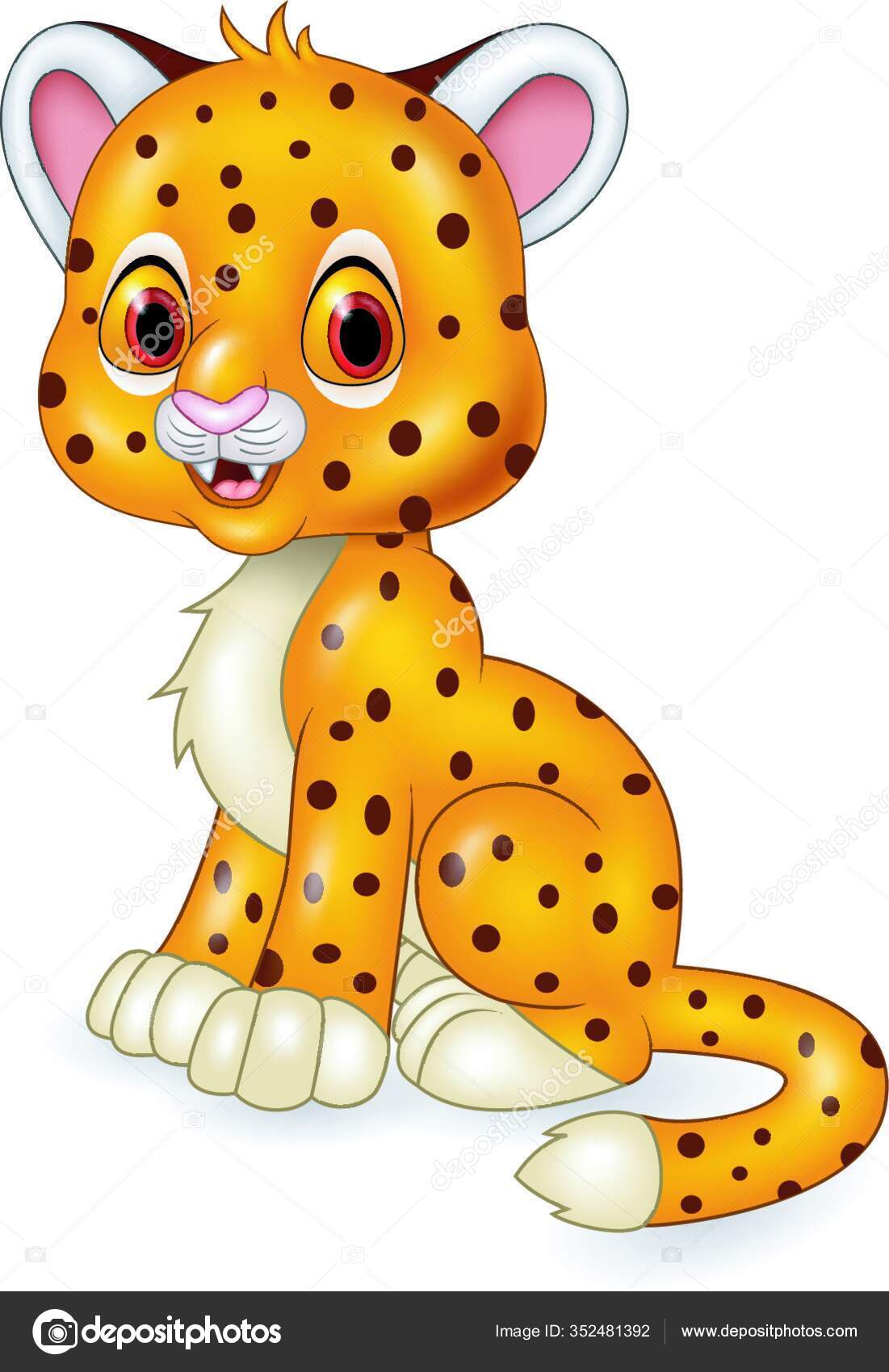 Cute Baby Cheetah Sitting Isolated White Background Stock Vector Image ...