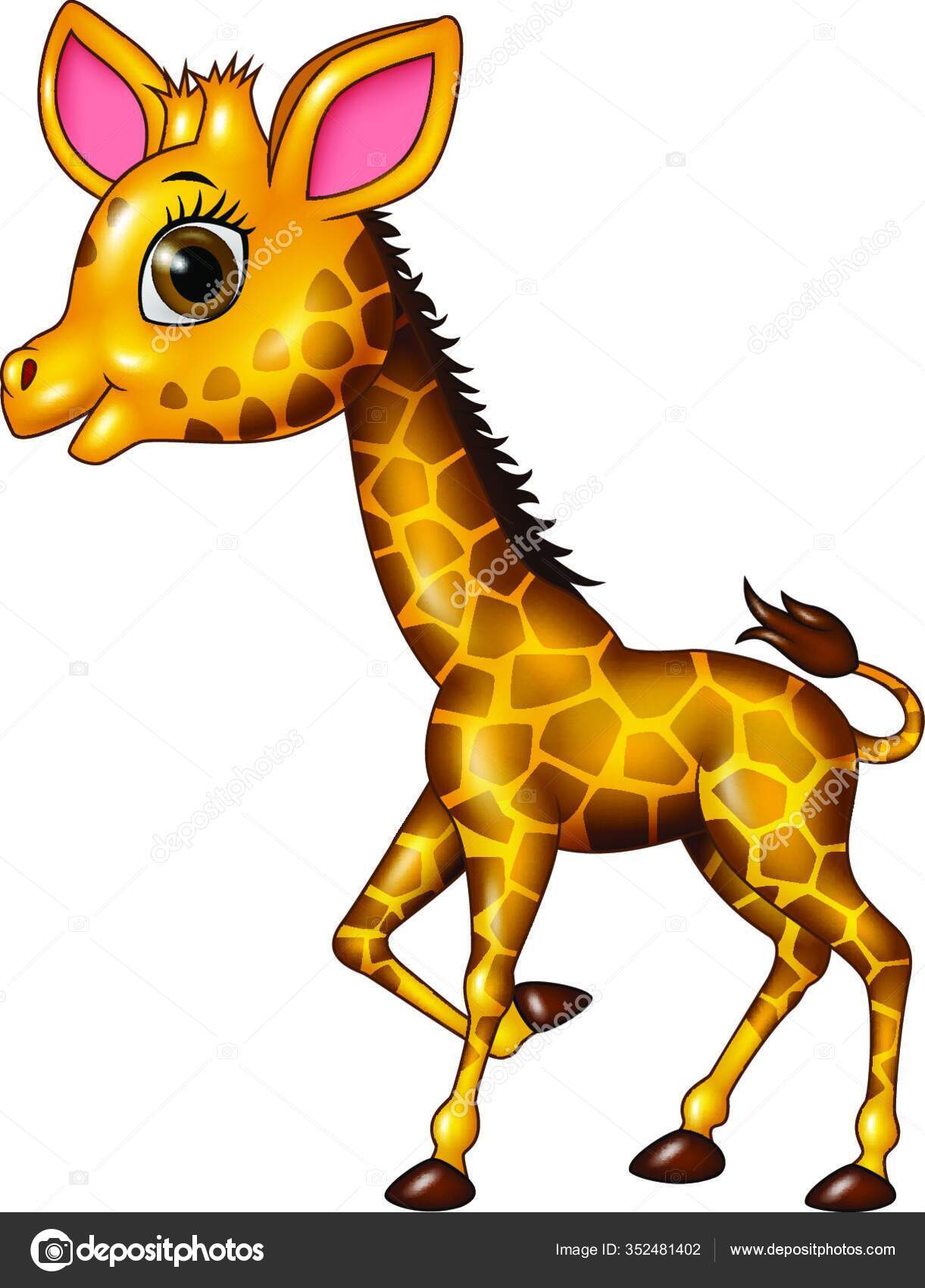 Cartoon Funny Baby Giraffe Isolated White Background Stock Vector by ...