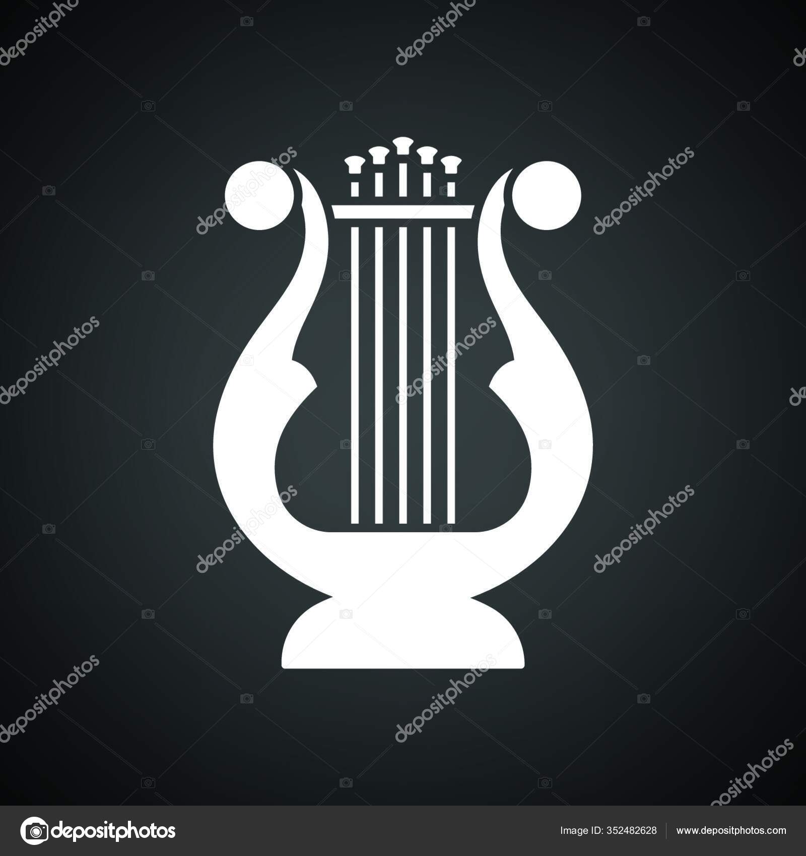 Lyre Icon Black Background White Vector Illustration Stock Vector Image ...