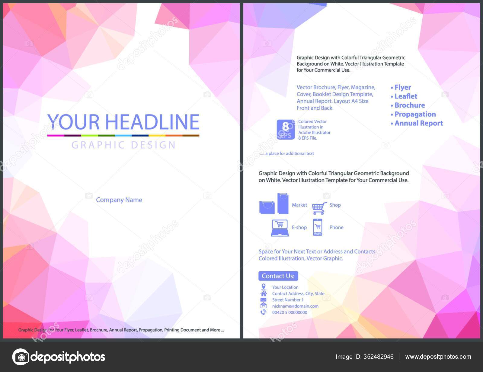 Leaflet Template Abstract Triangular Background Colorful Illustration ...