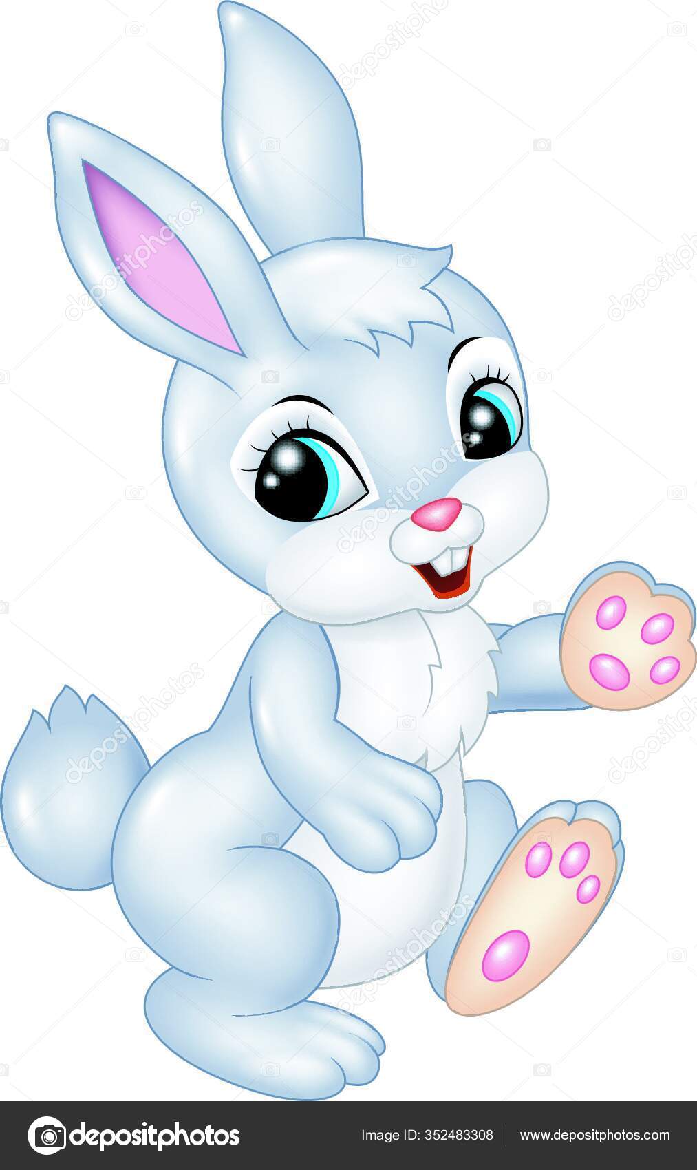 Cute Bunny Walking Isolated White Background Stock Vector Image by ...