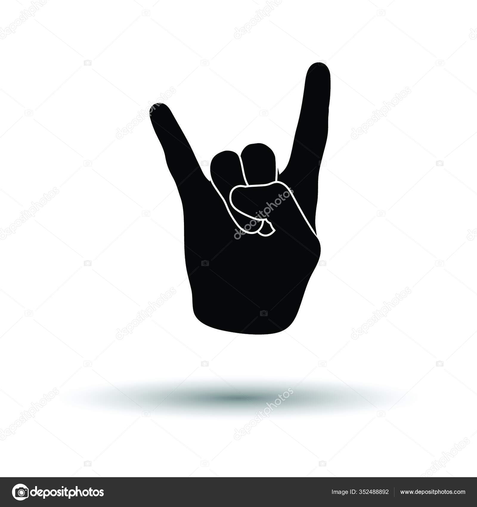 Rock Hand Icon White Background Shadow Design Vector Illustration Stock ...