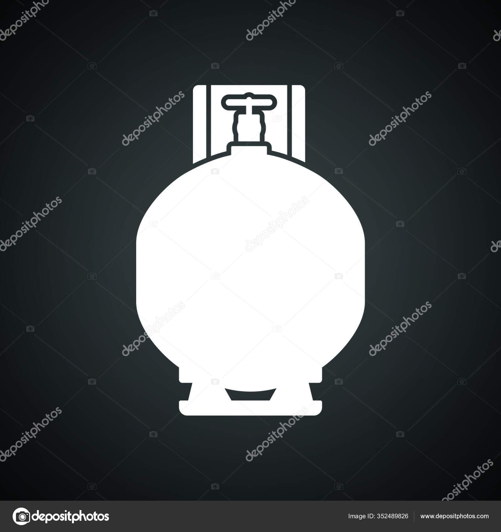 Ikon Tabung Gas Latar Belakang Hitam Dengan Putih Ilustrasi Vektor ...