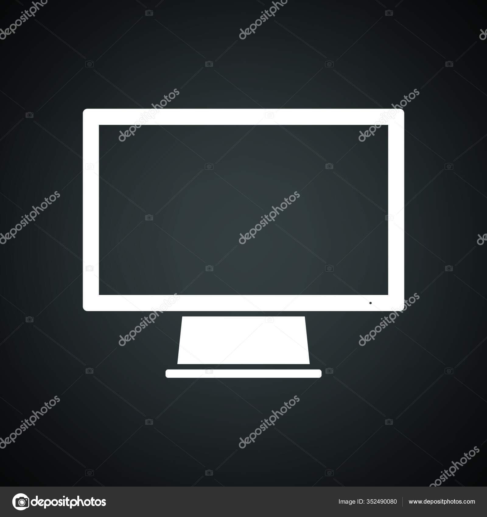 Monitor Icon Black Background White Vector Illustration Stock Vector by ...