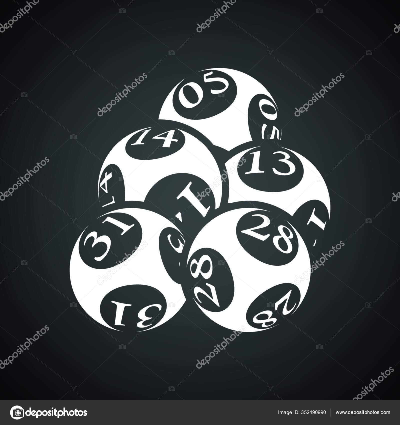 Lotto Bolas Icono Fondo Negro Con Blanco Ilustración Vectorial Vector ...
