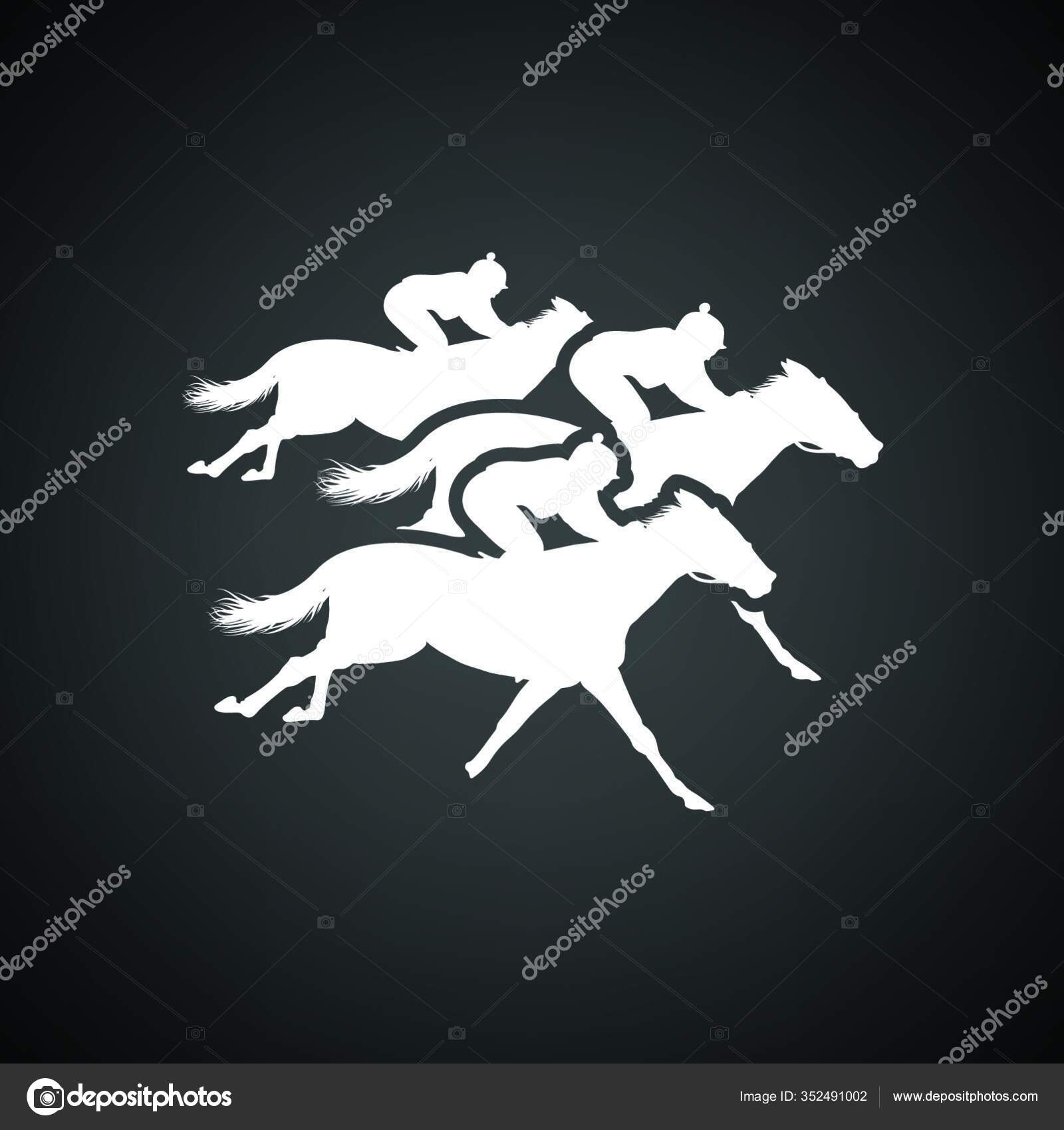 Horse Ride Icon Black Background White Vector Illustration Stock Vector ...