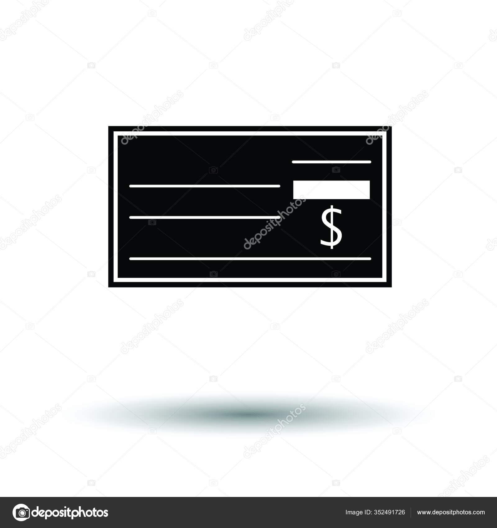 Bank Check Icon White Background Shadow Design Vector Illustration ...