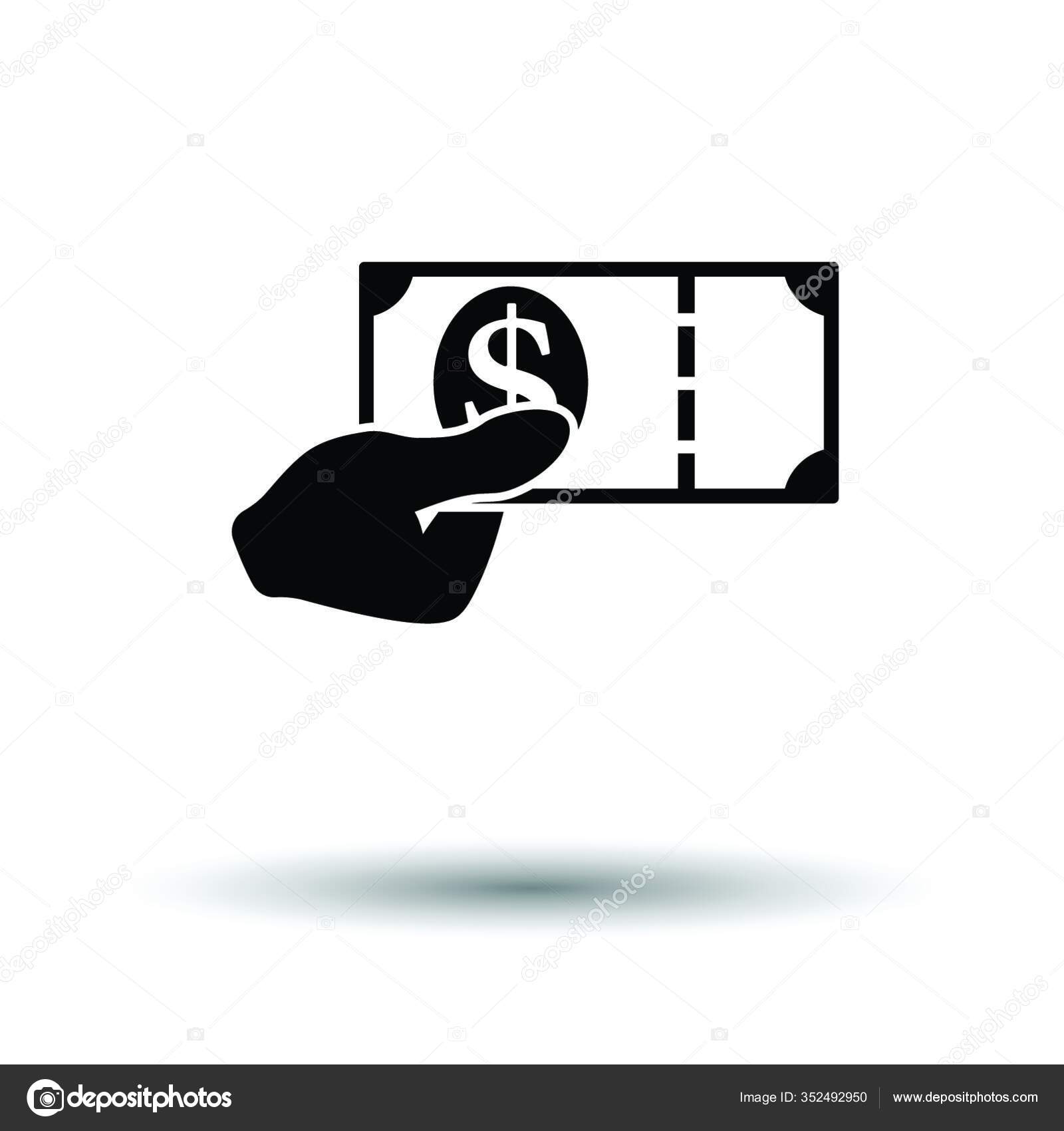 Hand Holding Money Icon White Background Shadow Design Vector ...