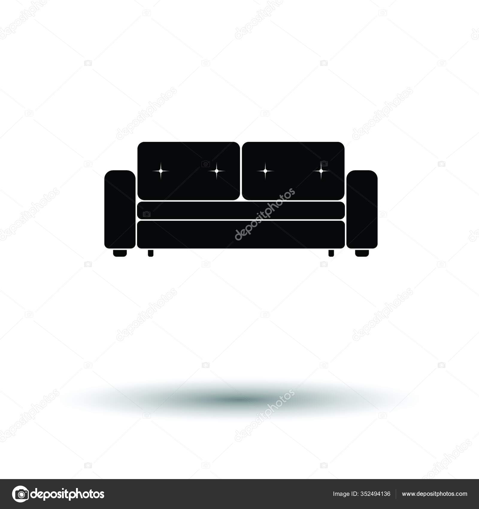 Home Sofa Icon White Background Shadow Design Vector Illustration Stock ...