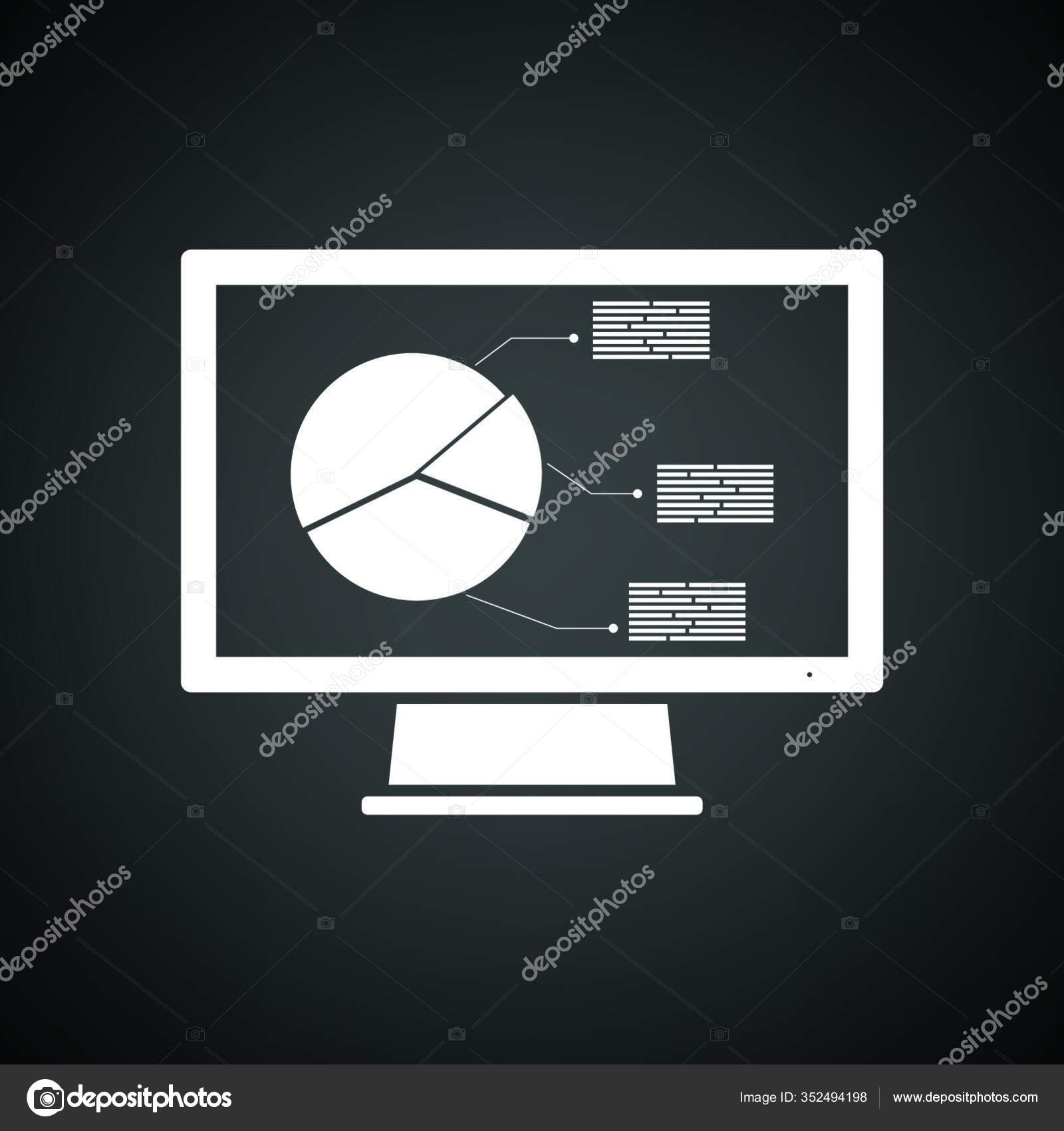 Overvåg Med Analysediagram Ikon Sort Baggrund Med Hvid ...