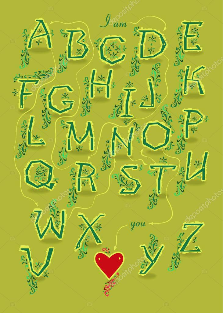 Alfabeto artístico con mensaje romántico encriptado que anhelo para ...