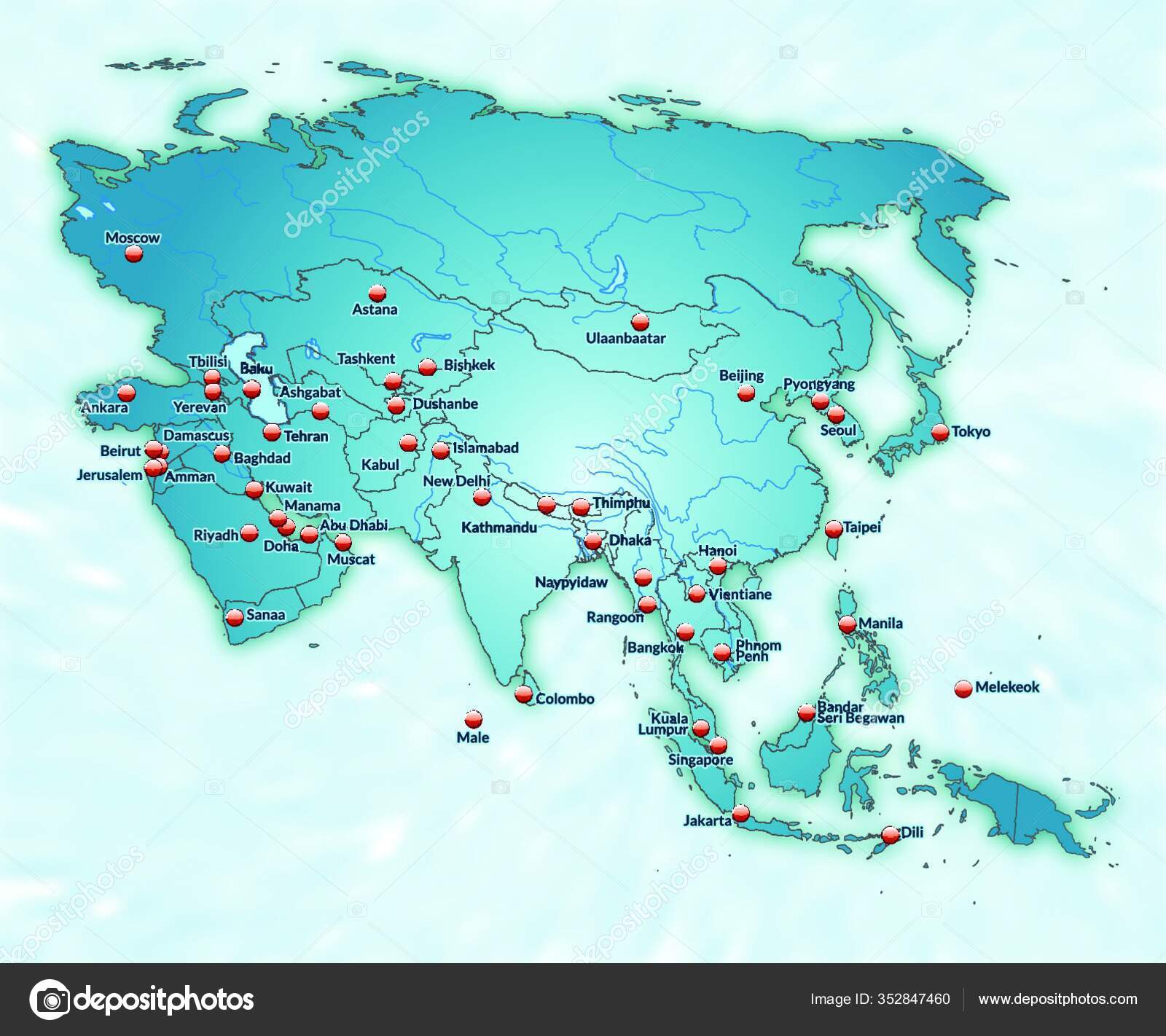 Asia Continental Mundo Como Mapa Insular Vector de stock por ...