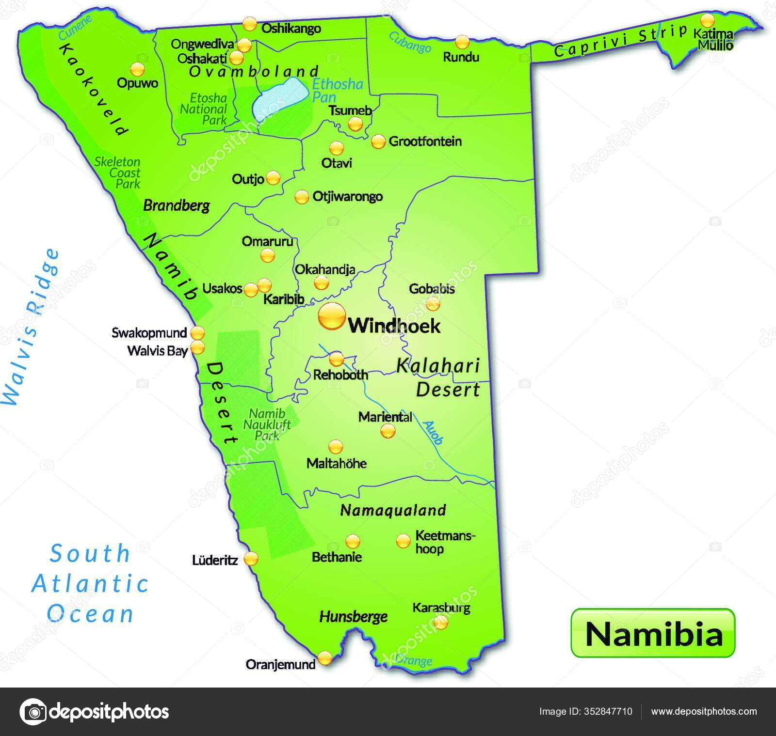 Mapa Da Africa Do Deserto Do Namibe