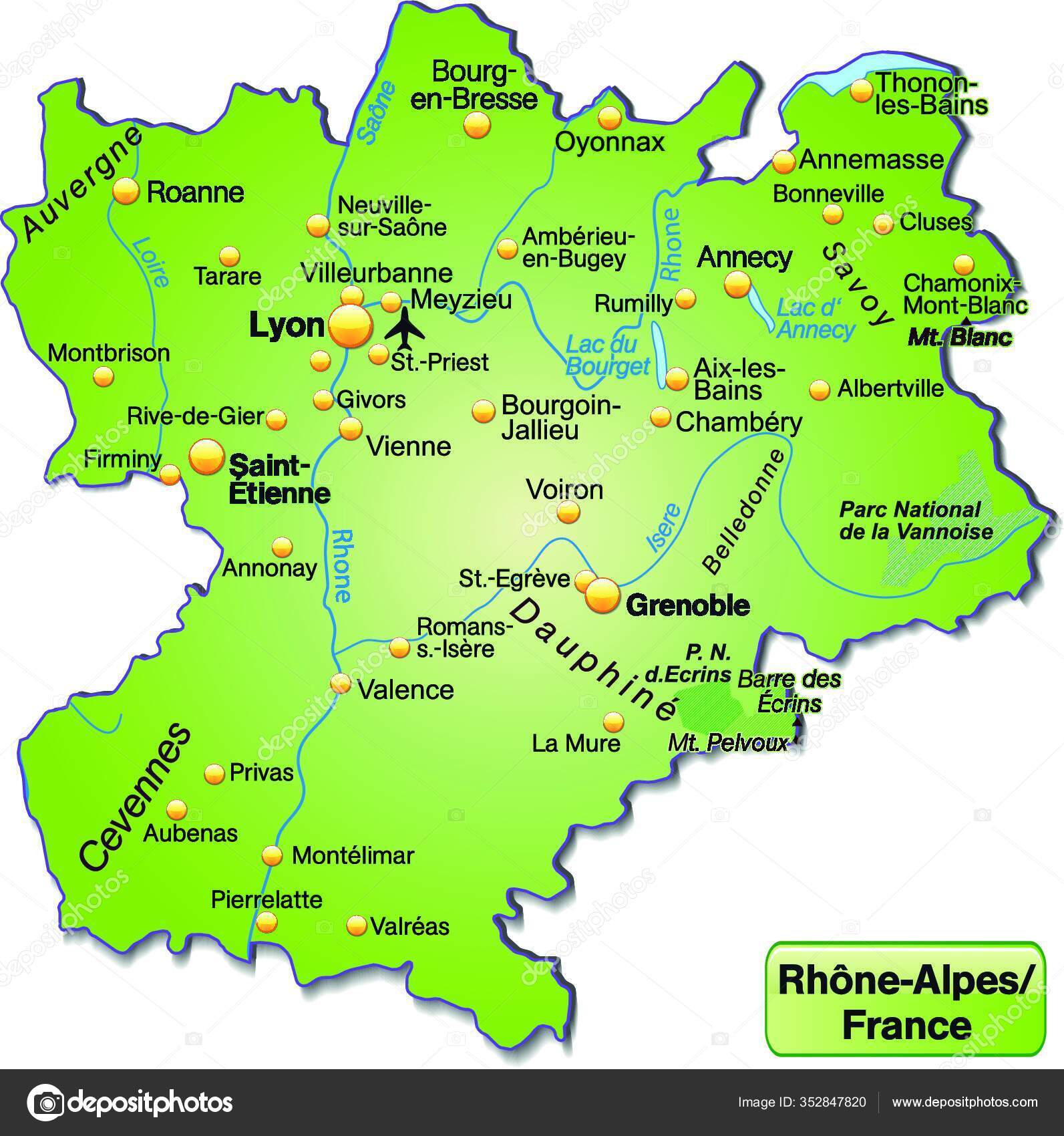 Rhone Alpes France Island Map All Important Topographical Information ...