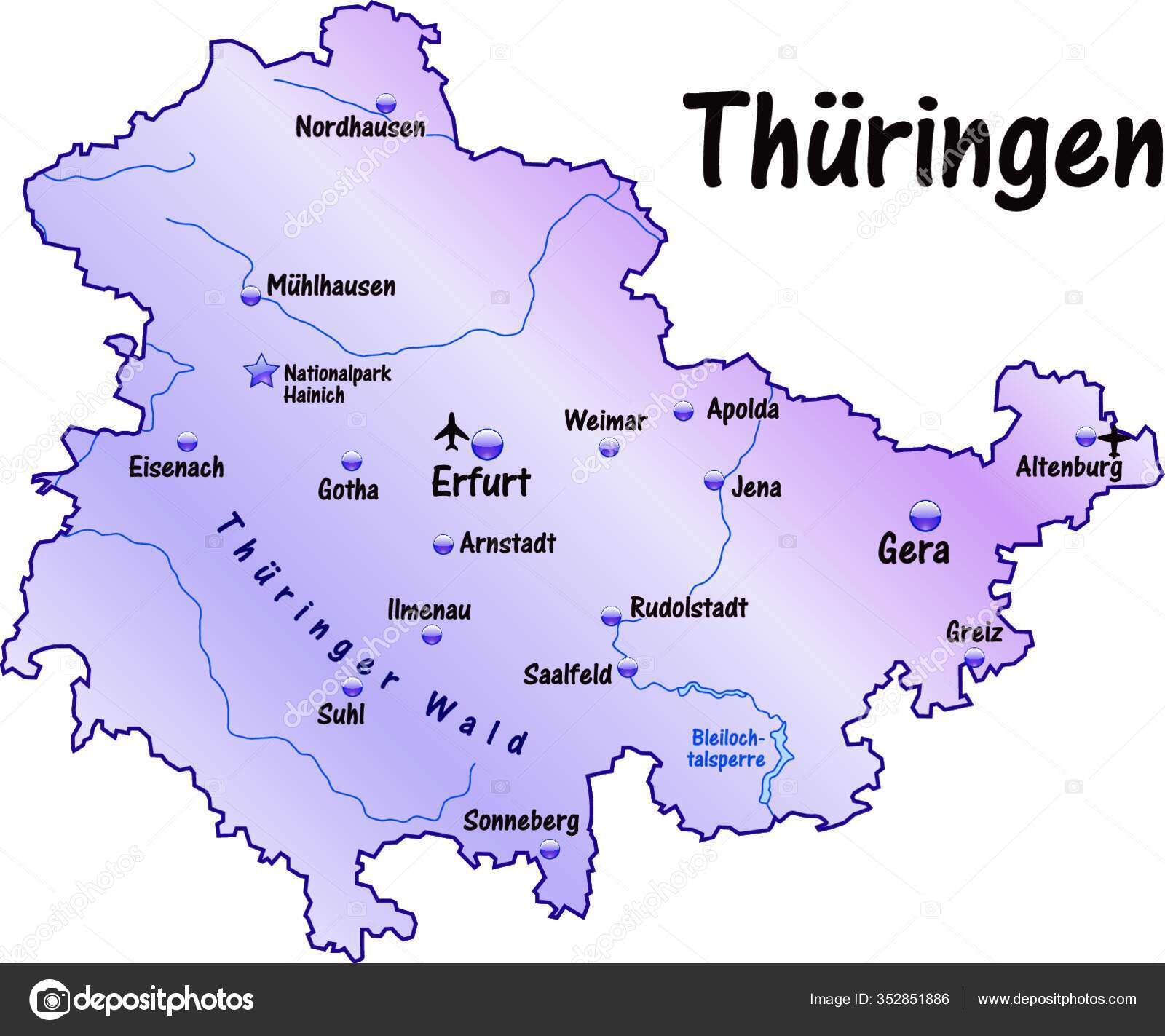 Thuringia Germany Island Map All Important Topographic Information ...
