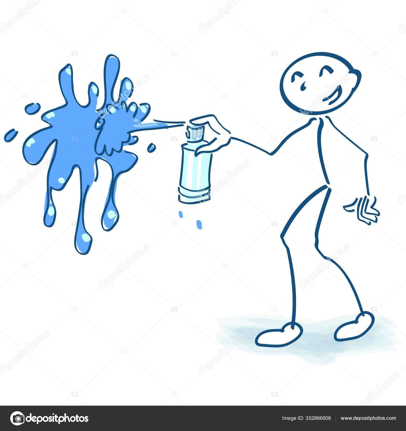 Cartoon Character Man Spray Bottle Stock Illustration by ...