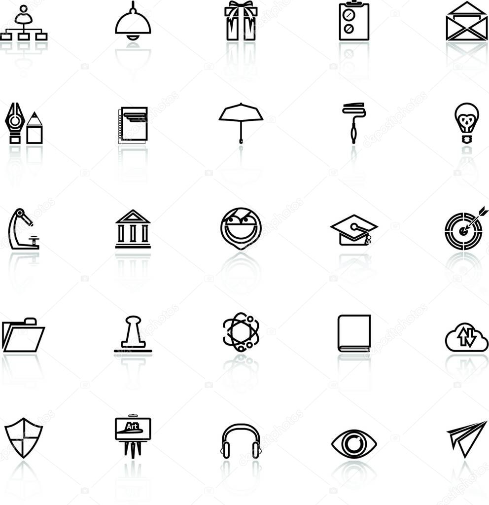 Iconos de l nea negra establecidos sobre fondo blanco, vector de stock 2024