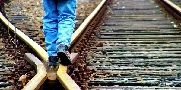 Man walking on railroad Stock Photos, Royalty Free Man walking on ...