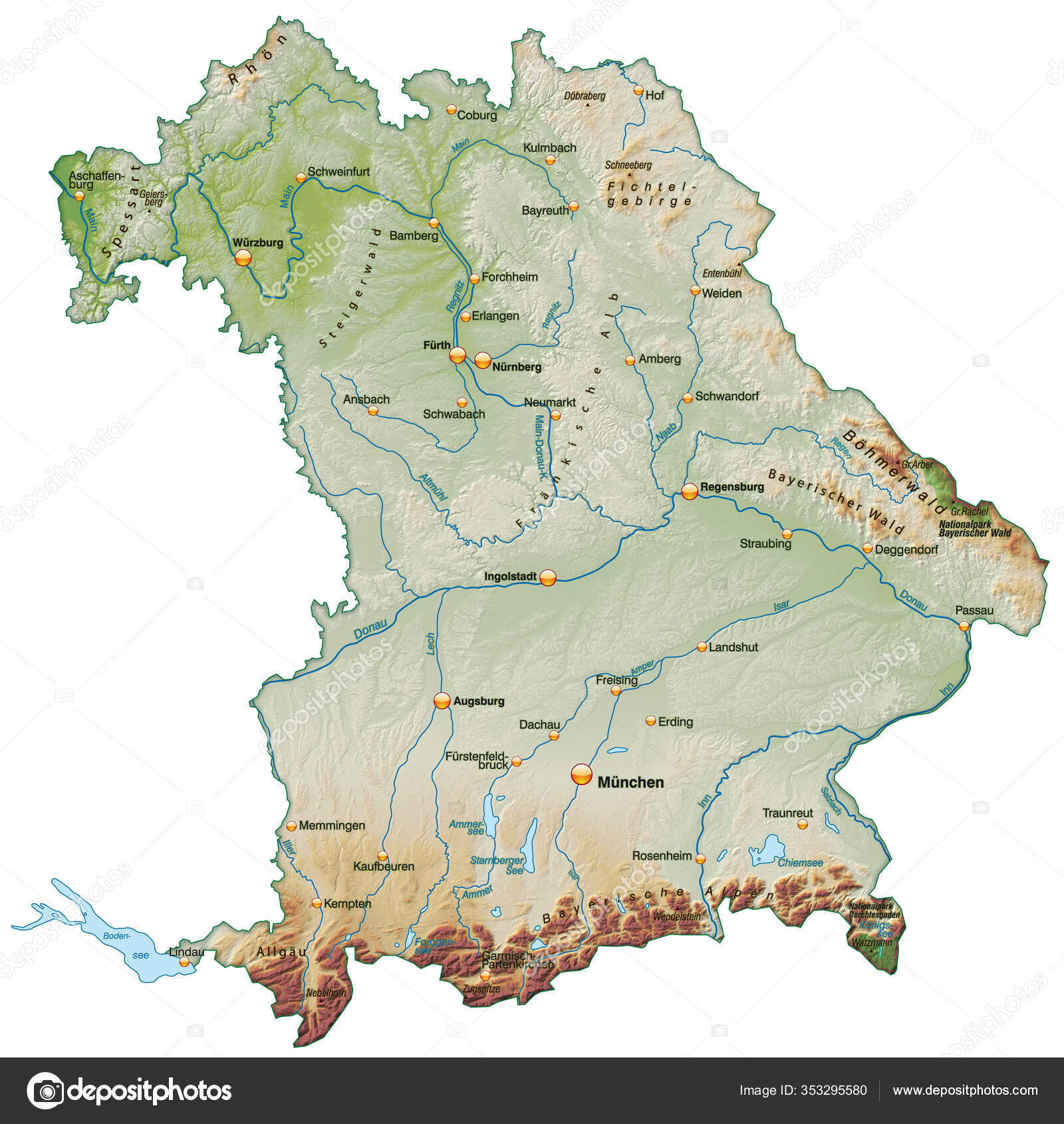 Map Bavaria Overview Map Hillshade — Stock Photo © PantherMediaSeller ...