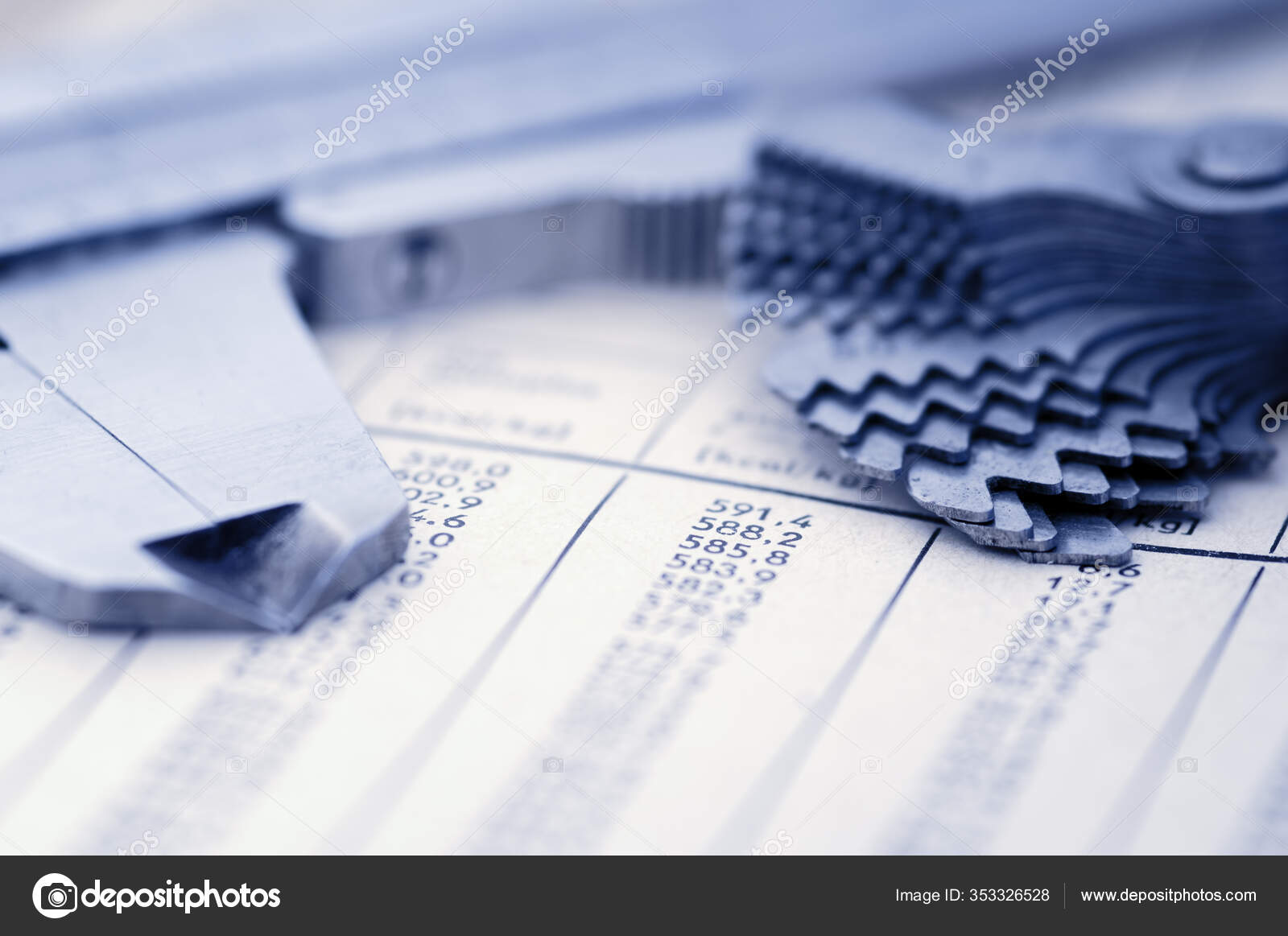 Detailed View Low Depth Field Measuring Slider Thread Gauge Numerical ...