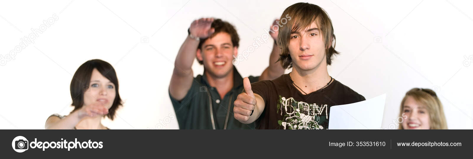 Three Young People Admire Success — Stock Photo © PantherMediaSeller ...