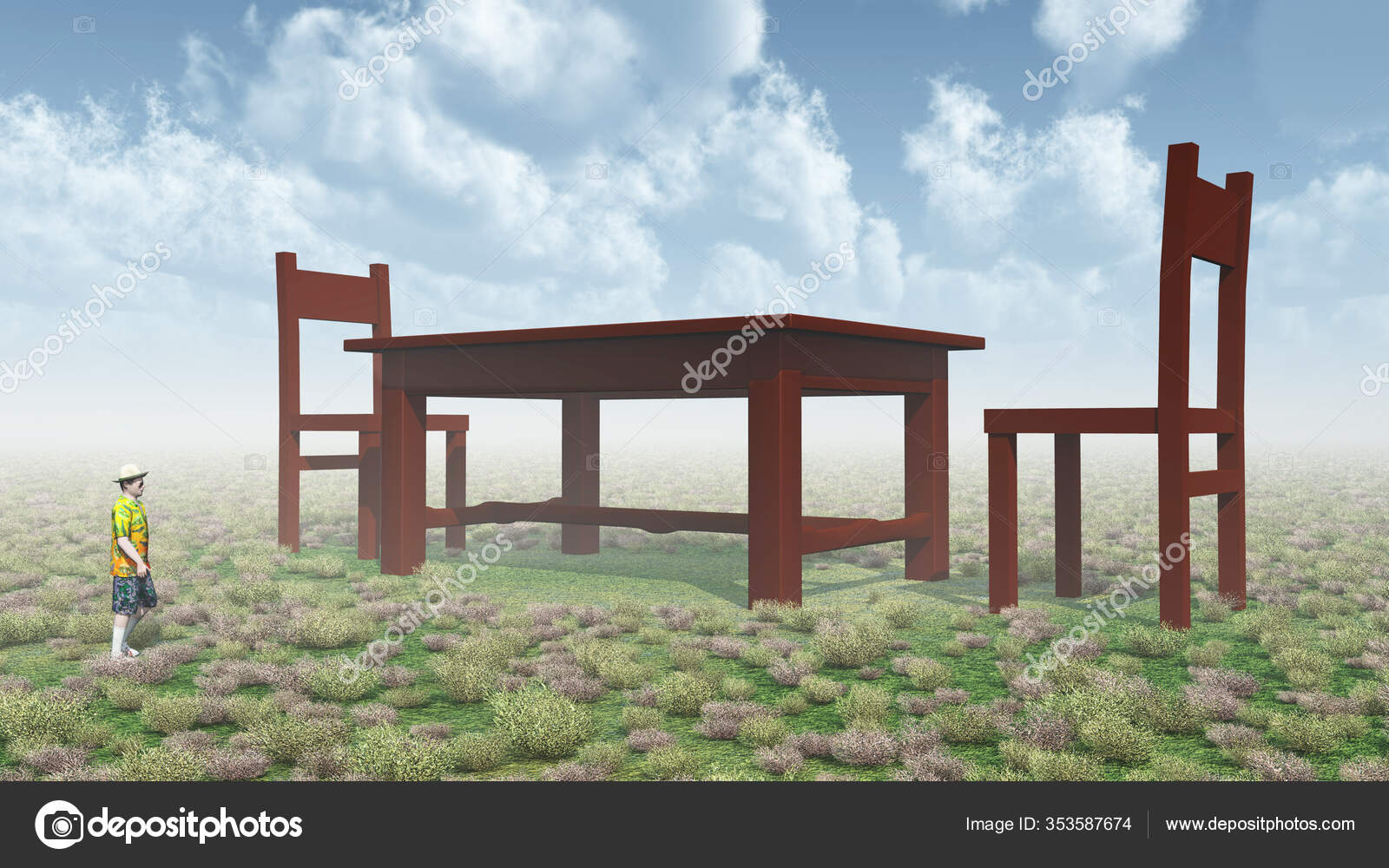 Computer Generated Illustration Dwarf Table Chairs Stock Photo by ...