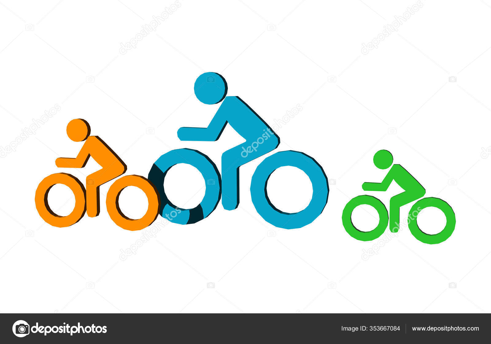 Cycling People Icon Art White Background — Stock Photo ...