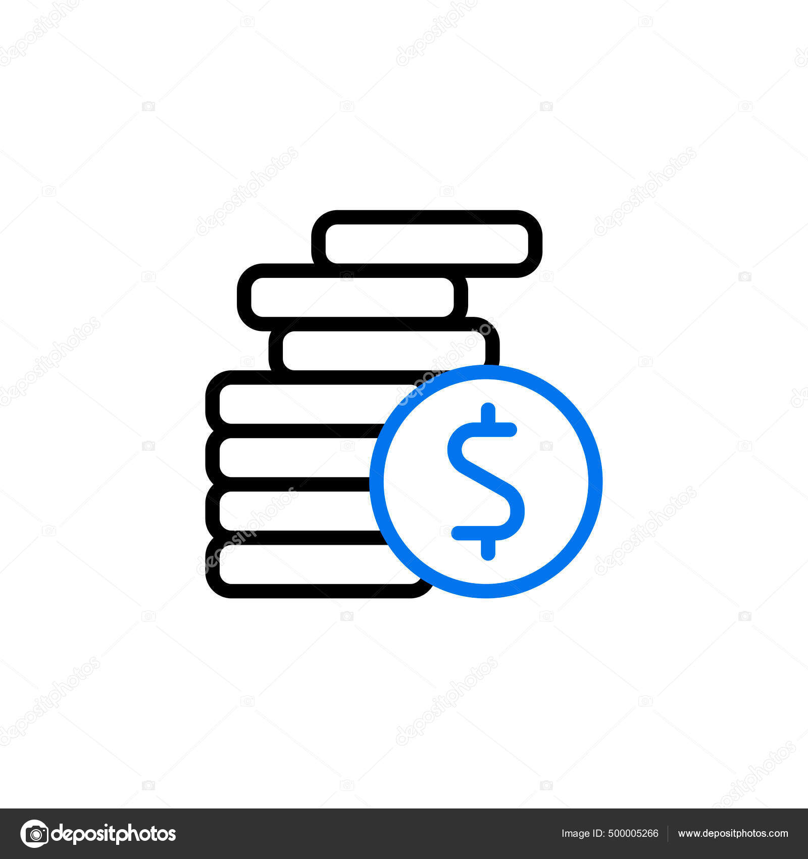 Coins Stack Outline Vector Illustration Money Stacked Coins Icon ...