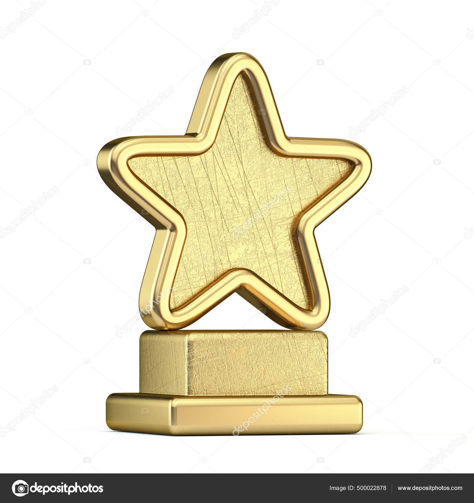 Guld Stjerne Trofæ Gør Illustration Isoleret Hvid Baggrund — Stockfoto ...