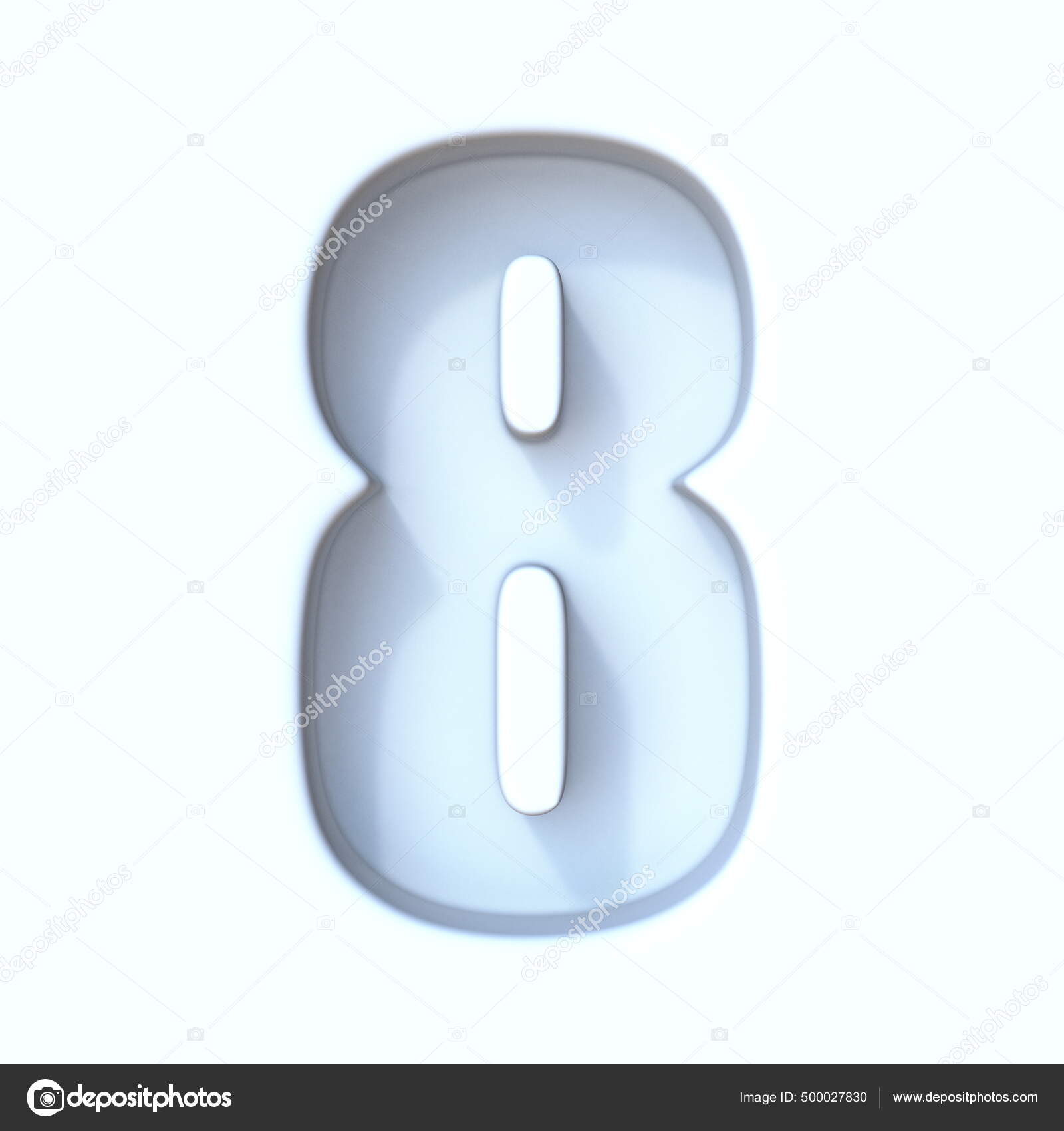 White Hole Shadow Font Number Eight Render Illustration Isolated White ...