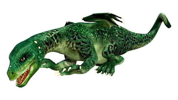 Dragón Verde Aislado Sobre Fondo Blanco — Foto de stock #500227116 ...