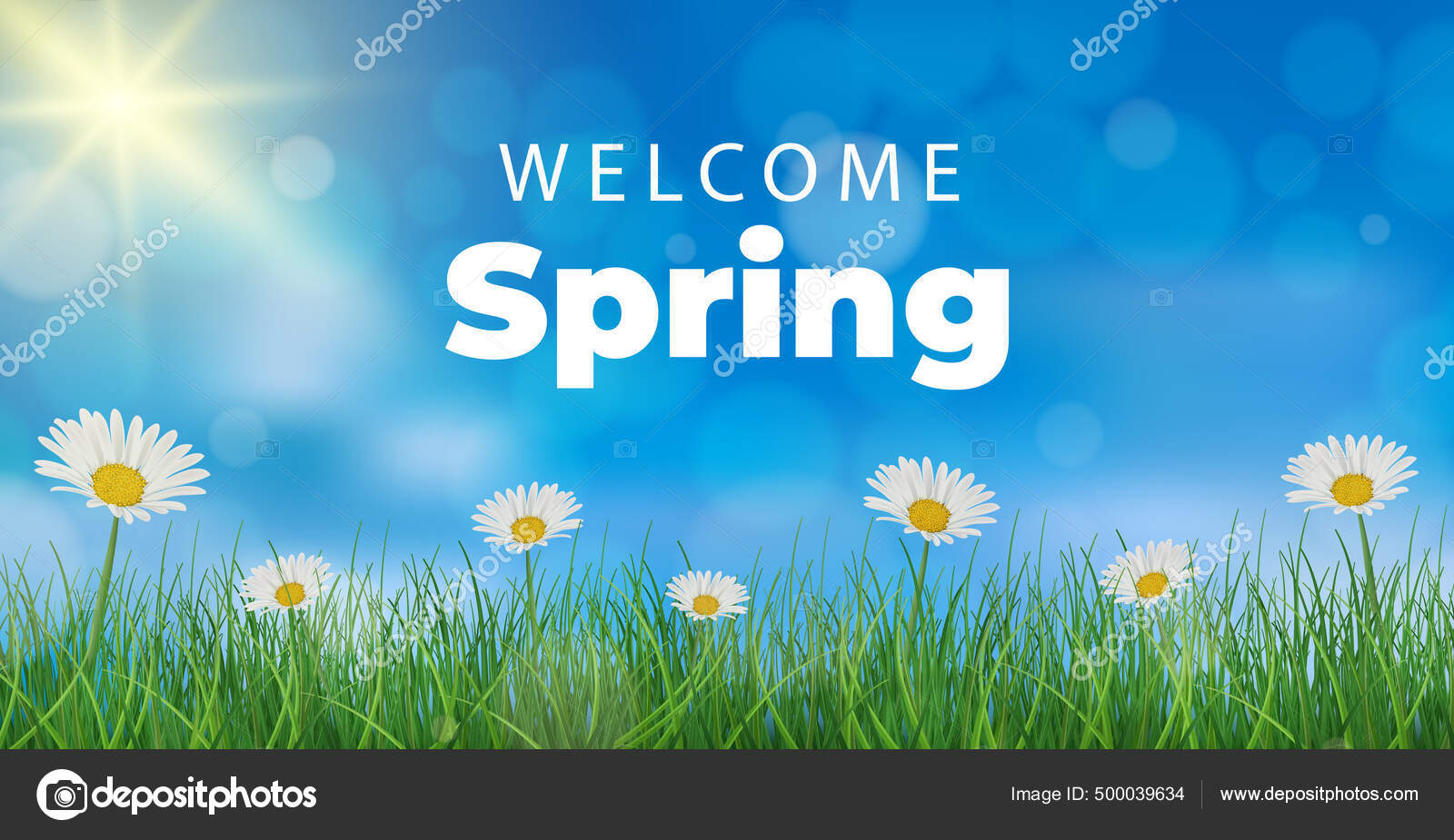 Welcome Spring Bright Sunny Background Poster Vector Illustration ...