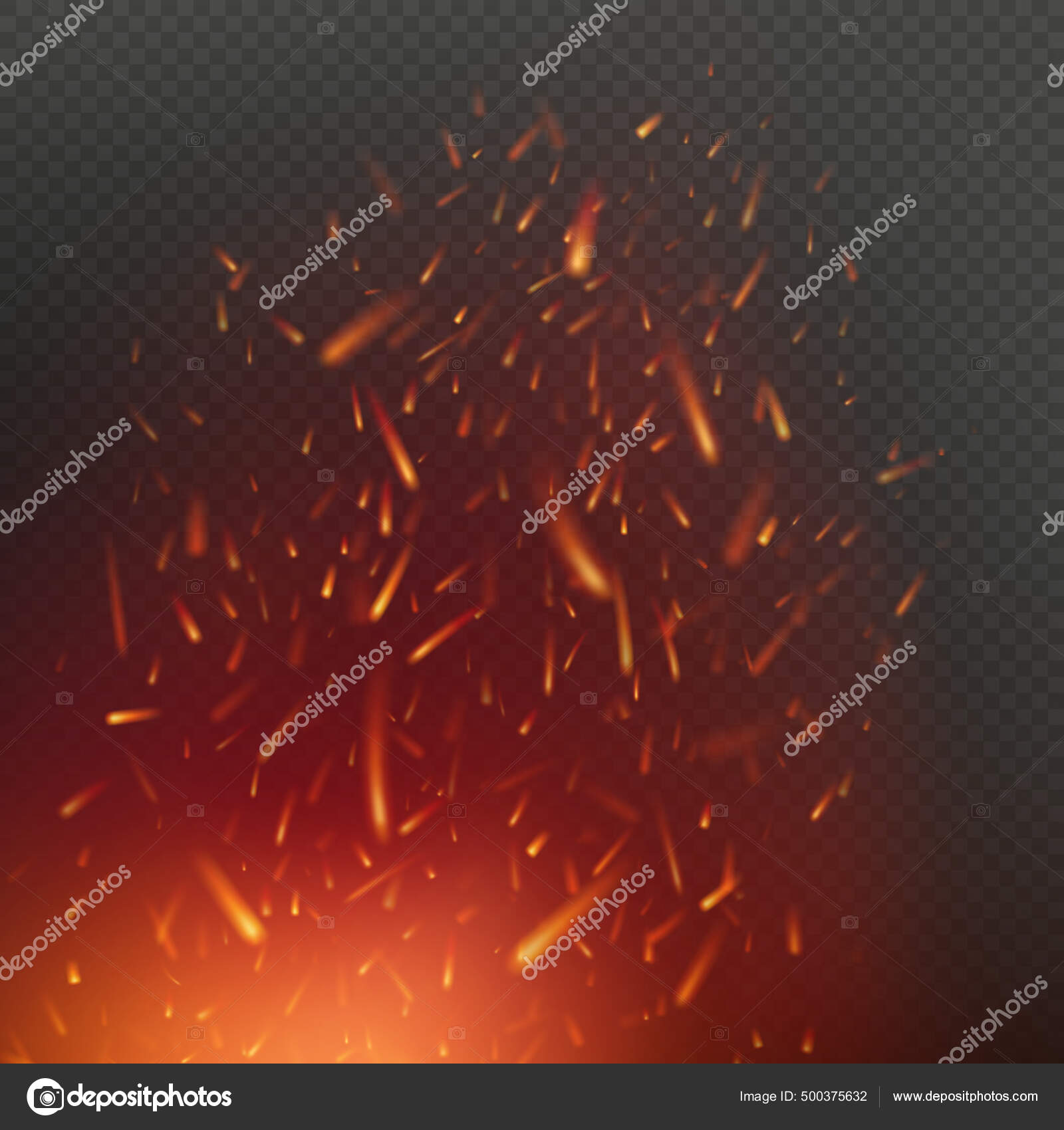 Fire Sparks Effect Flying Glowing Particles Air Dark Transparent ...