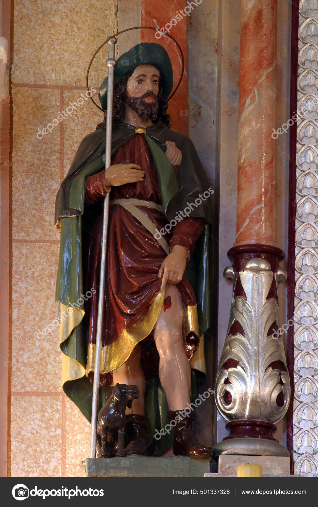 Saint Roch Statue Altar Saint Joseph Church Saint Barbara Rude — Stock ...