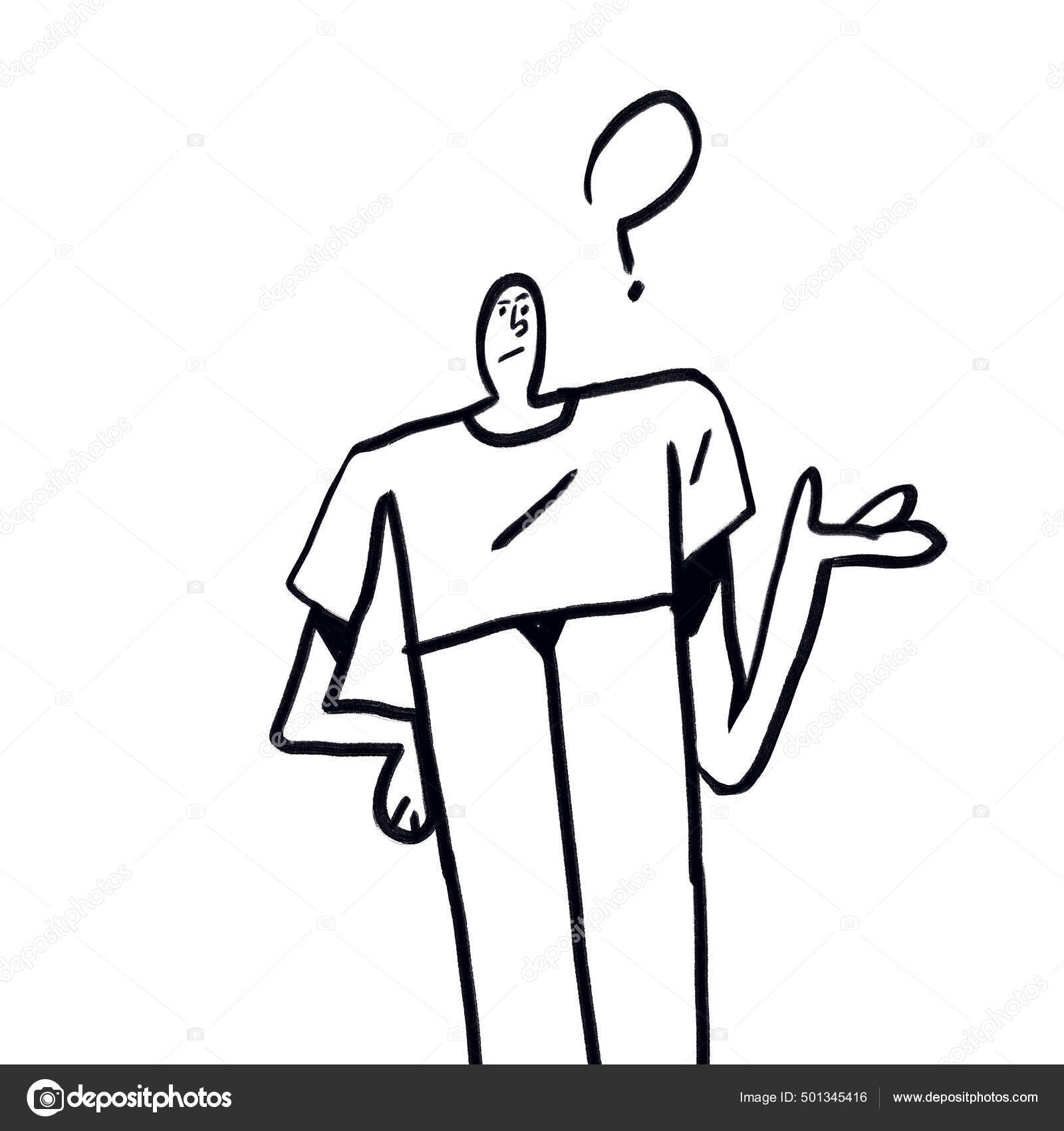 Confusing Man Question Mark Funny Cartoon Clipart Question Concept Line ...