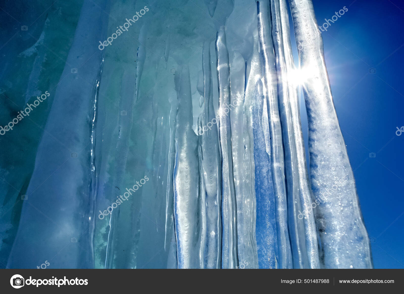 Long Icicles Made Ice Blue Sky Sun — Stock Photo © PantherMediaSeller ...