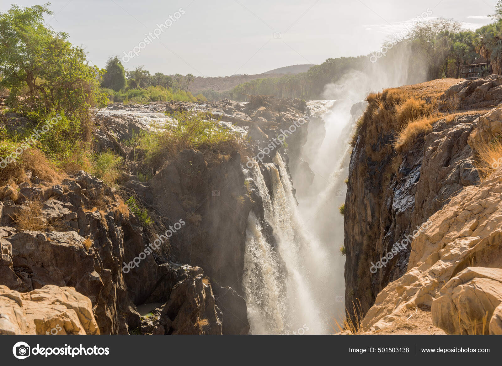 Epupa Falls Kunene River Border Angola Namibia — Stock Photo ...