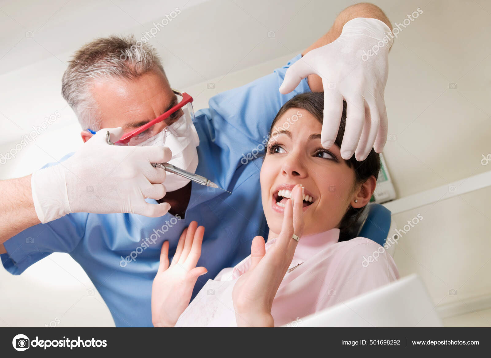 Dentist Examining Patient Dental Clinic — Stock Photo © PantherMediaSeller #501698292