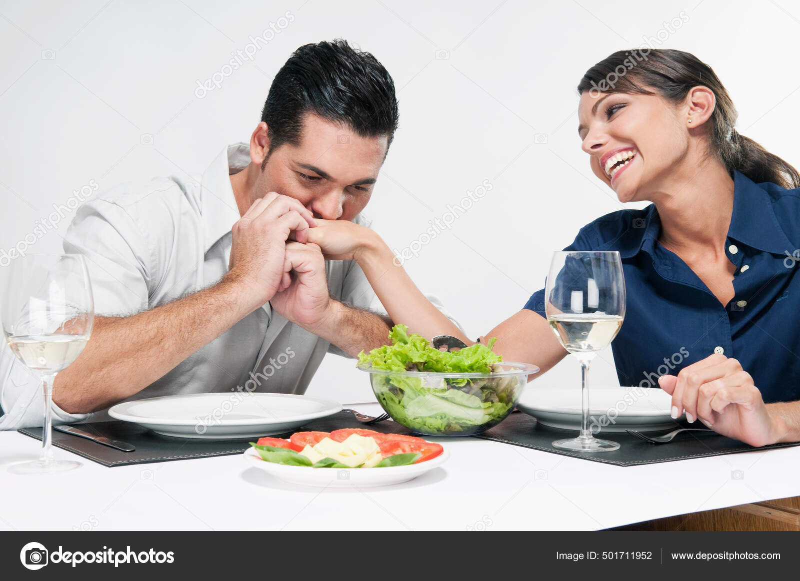 Couple Eating Dinner Together Restaurant — Stock Photo ...