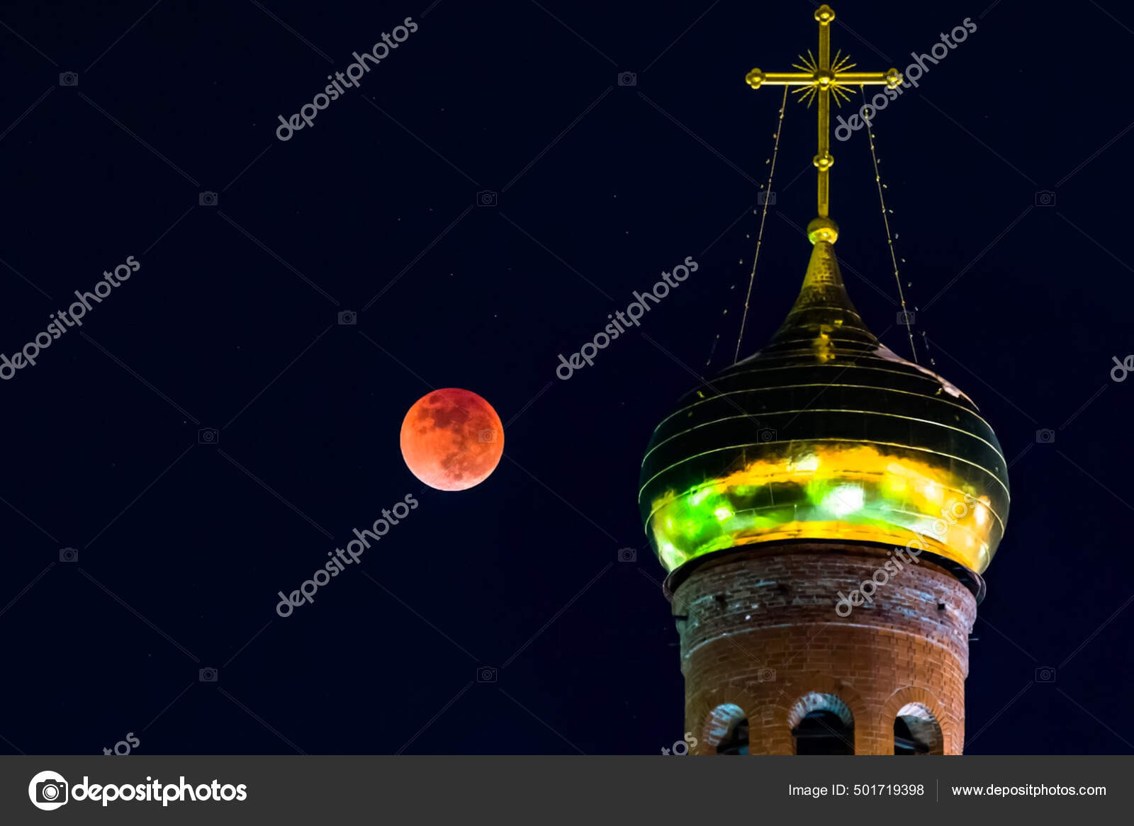 Dome Church Red Moon Lunar Eclipse Stock Photo by ©PantherMediaSeller ...
