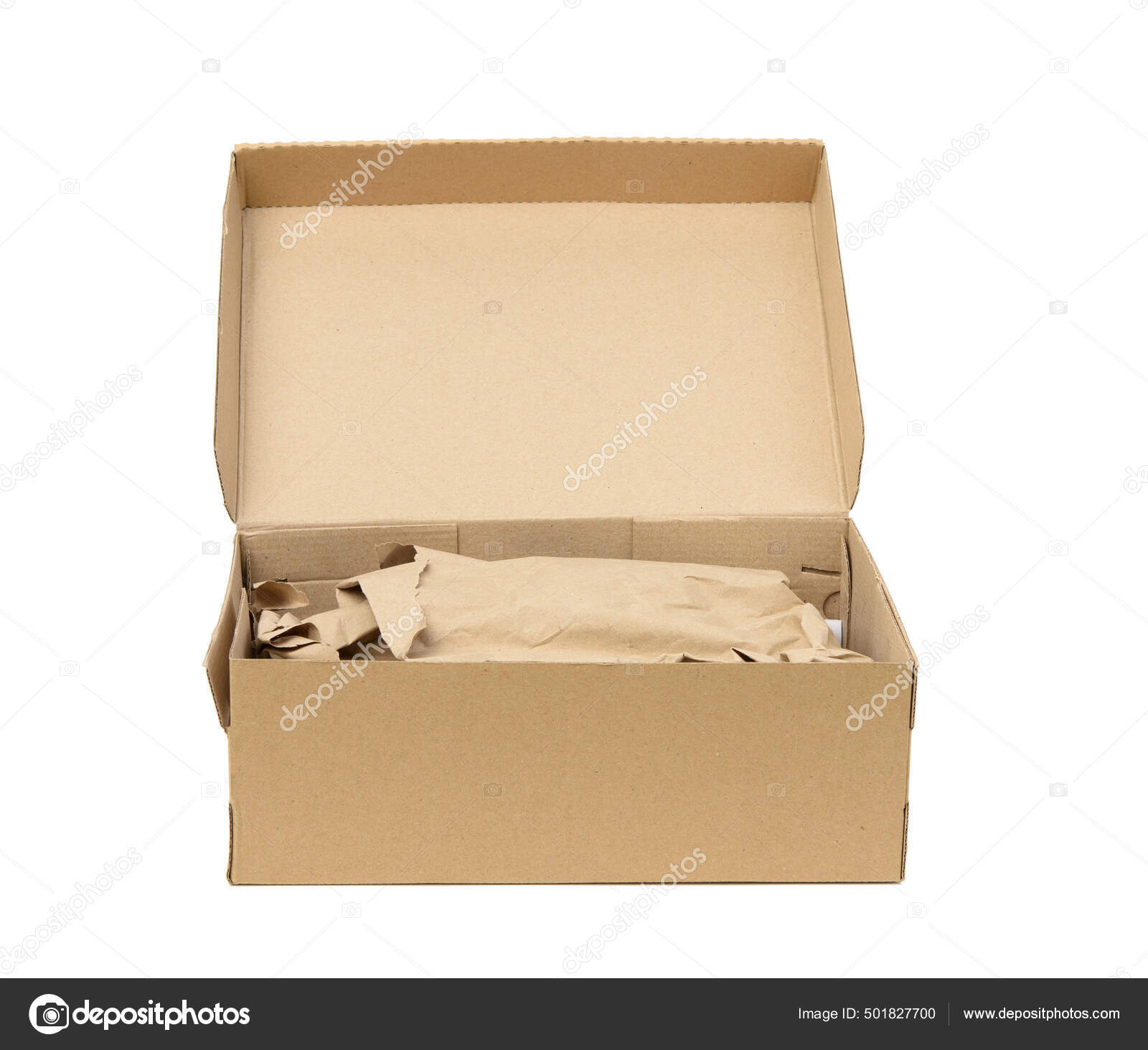 Open Cardboard Rectangular Box Made Corrugated Brown Paper Isolated ...