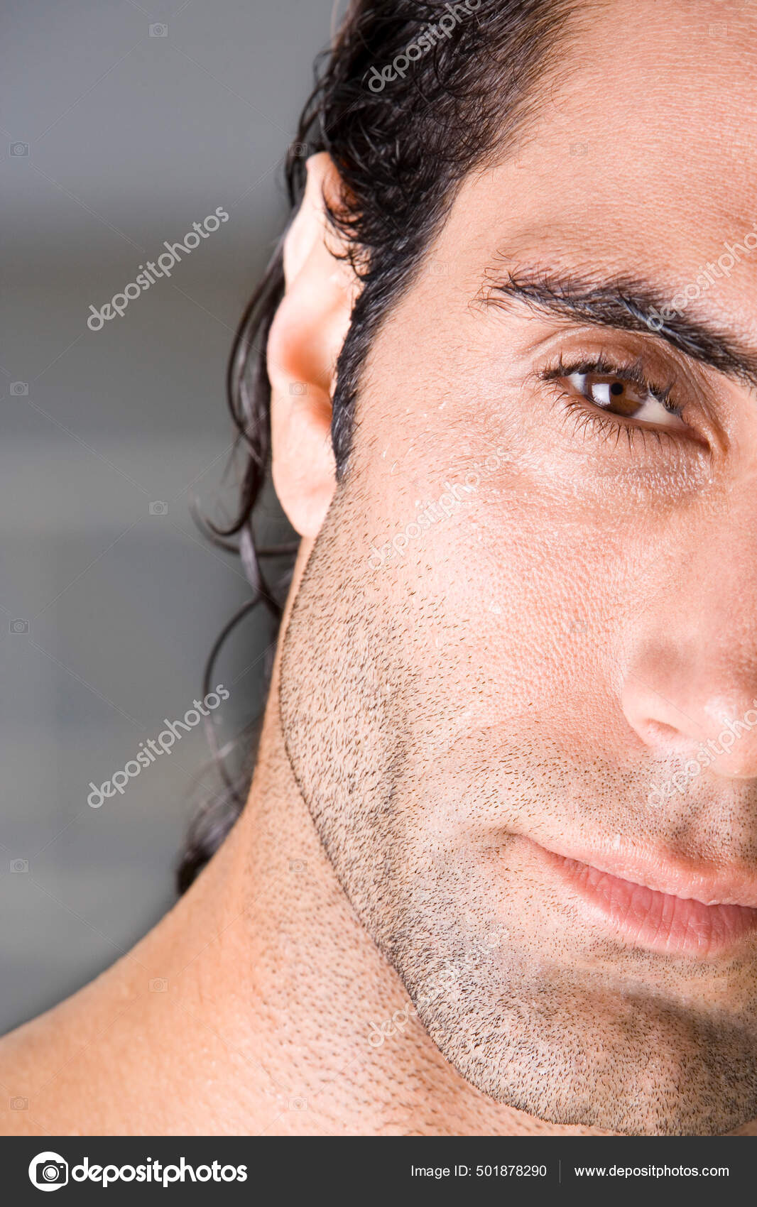 Close Portrait Handsome Young Man Beard Mustache Stock Photo by ...
