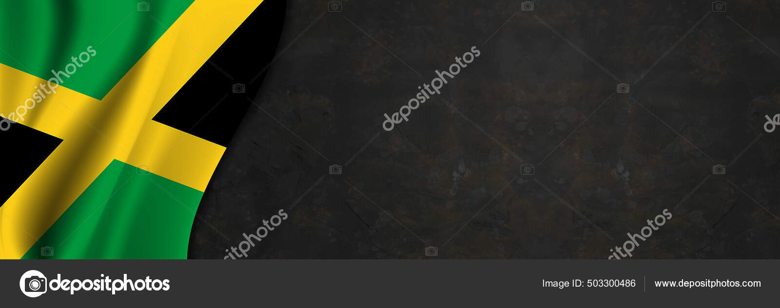 Jamaica Flag Concrete Wall Banner Fabric Texture Flag Jamaica — Stock ...