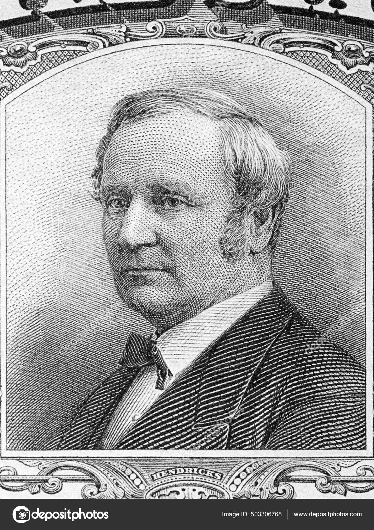 Thomas Hendricks Portrait Old American Money — Stock Photo ...