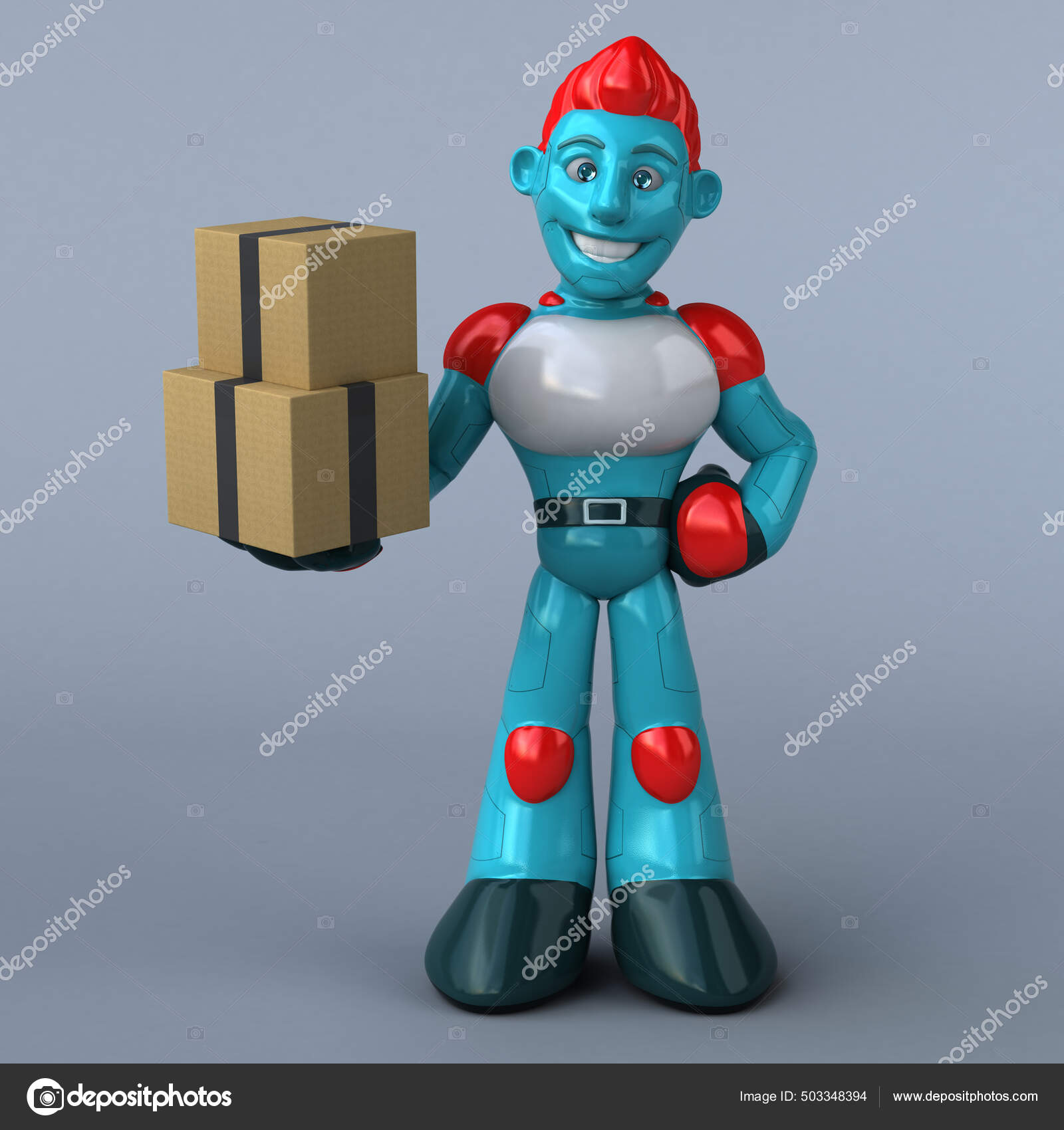 Fun Cartoon Character Boxes Illustration — Stock Photo ...