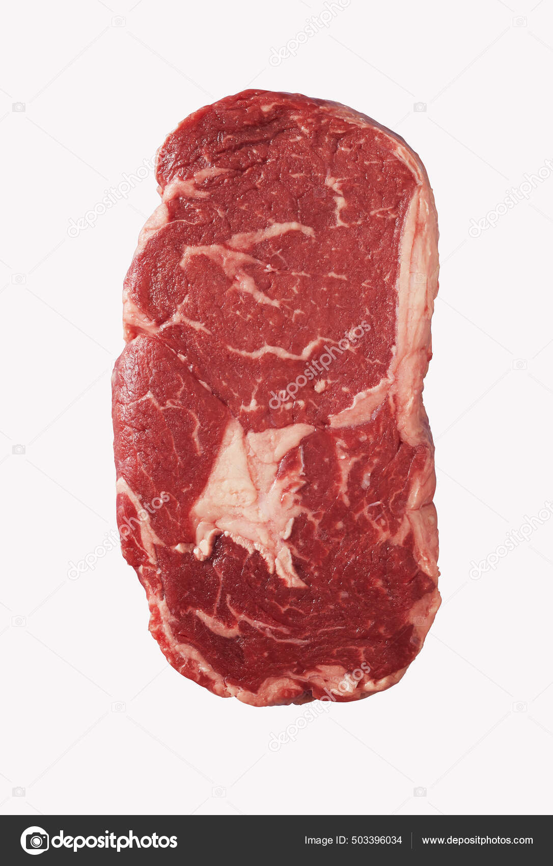Slab Thick Raw Rib Eye Beef Steak Marbled Fat Isolated — Stock Photo ...