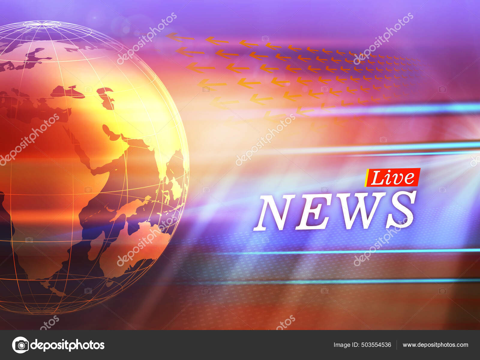 Graphical Live News Background Earth Globe Left Side Render ...